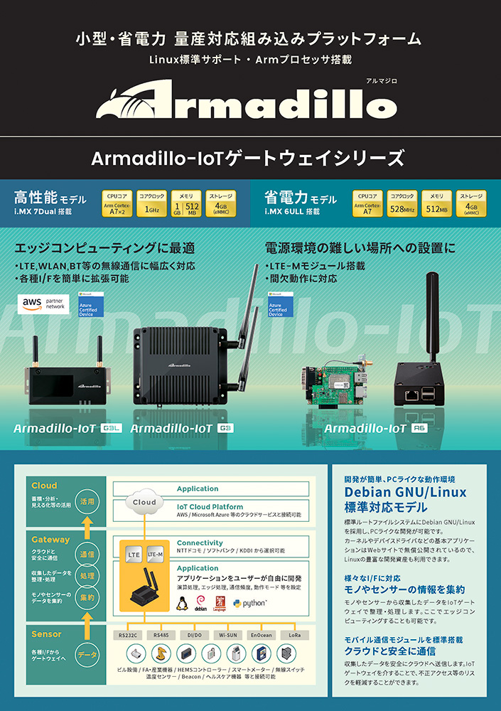 Armadillo-IoTゲートウェイシリーズ（株式会社アットマークテクノ）のカタログ無料ダウンロード | Apérza Catalog（アペルザカタログ） | ものづくり産業向けカタログサイト