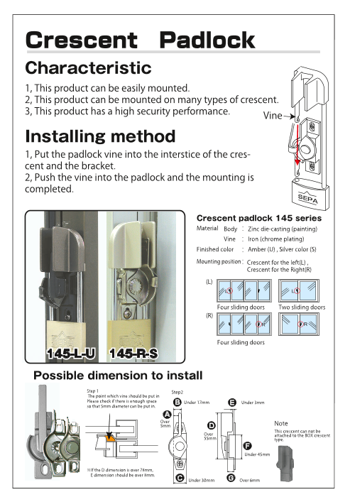 Crescent Padlock which can be mounted easily for many types of crescent ...