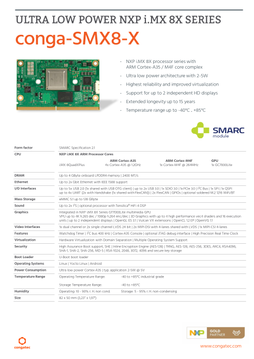 SMARC: conga-SMX8-X データシート（コンガテックジャパン株式会社）のカタログ無料ダウンロード | Apérza Catalog（アペルザカタログ） | ものづくり産業向け ...
