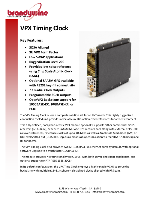 BrandyWine社 3U VPX timing card（株式会社ナセル）のカタログ無料ダウンロード | Apérza Catalog ...