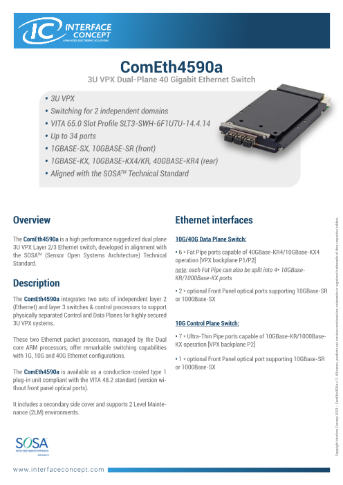 Interface Concept社 3U VPXデュアルプレーン40Gイーサスイッチ - ComEth4590a（株式会社ナセル）のカタログ無料ダウンロード | Apérza Catalog ...